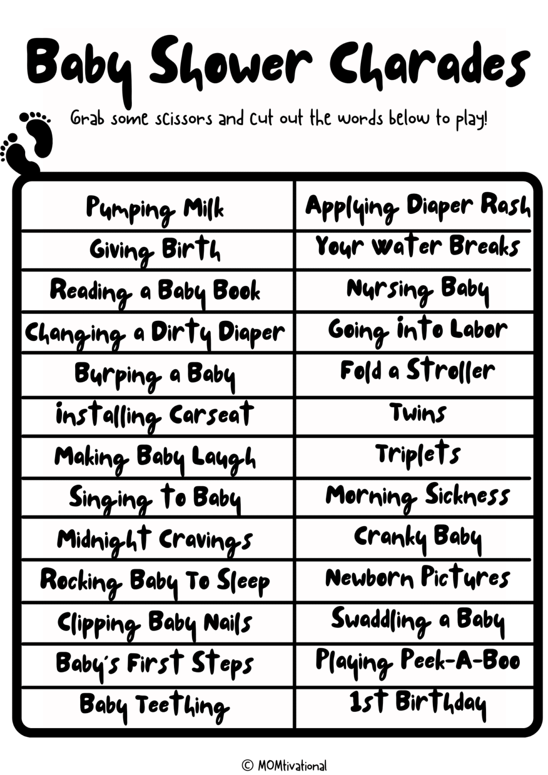 How To Play Baby Shower Charades FREE Printable MOMtivational How To Play Baby Shower Charades FREE Printable MOMtivational