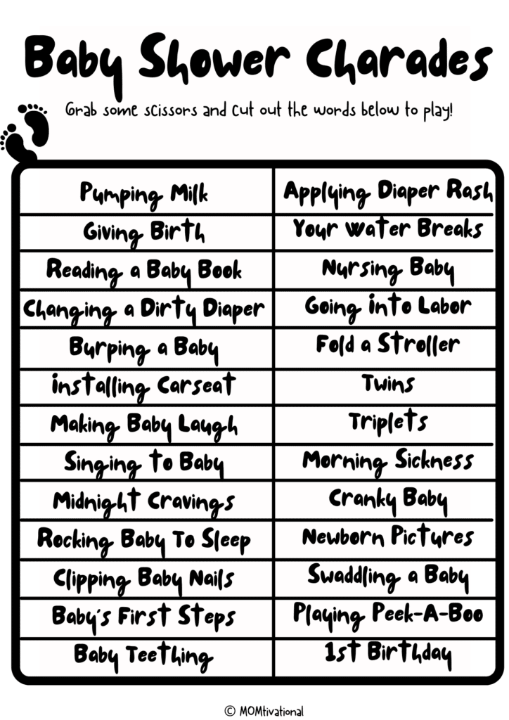 How To Play Baby Shower Charades FREE Printable MOMtivational How To Play Baby Shower Charades FREE Printable MOMtivational